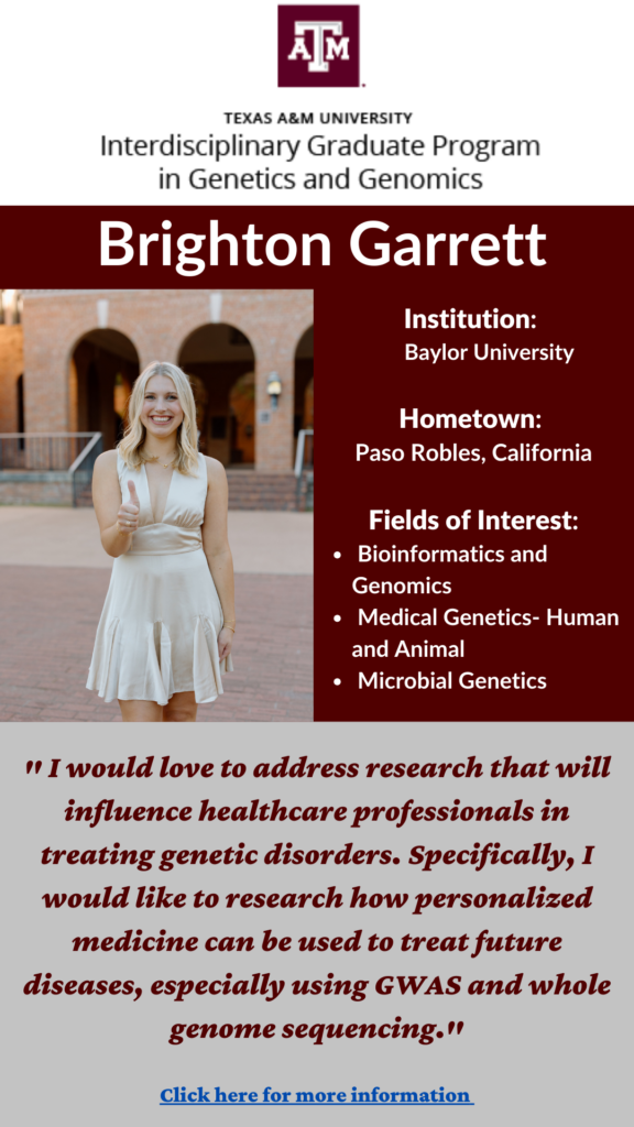 Garrett, Brighton- 2024 GGEN Incoming Student Feature | Genetics at ...